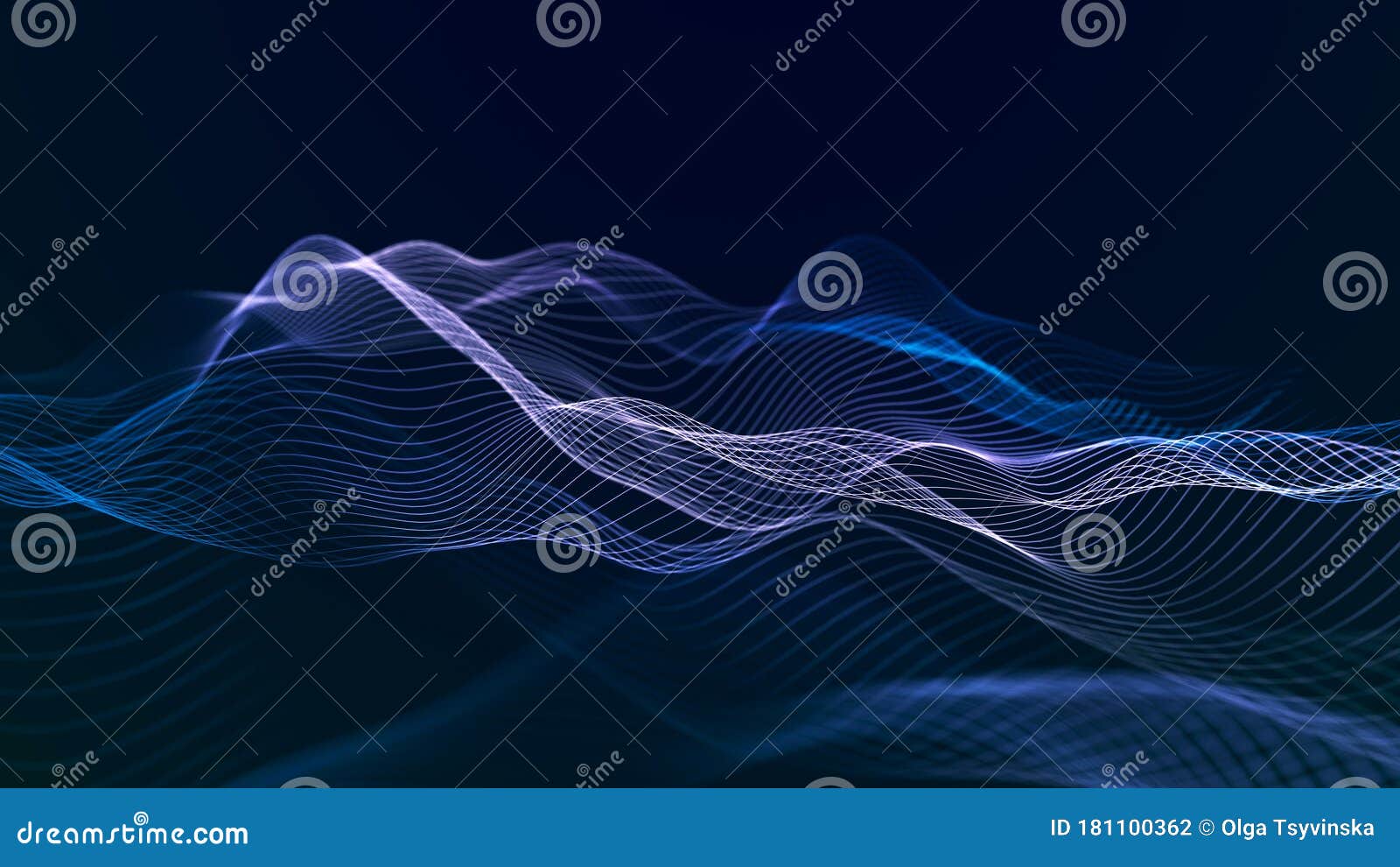 Futuristic Wave on Dark Background. Colored Pattern of Connection Lines ...