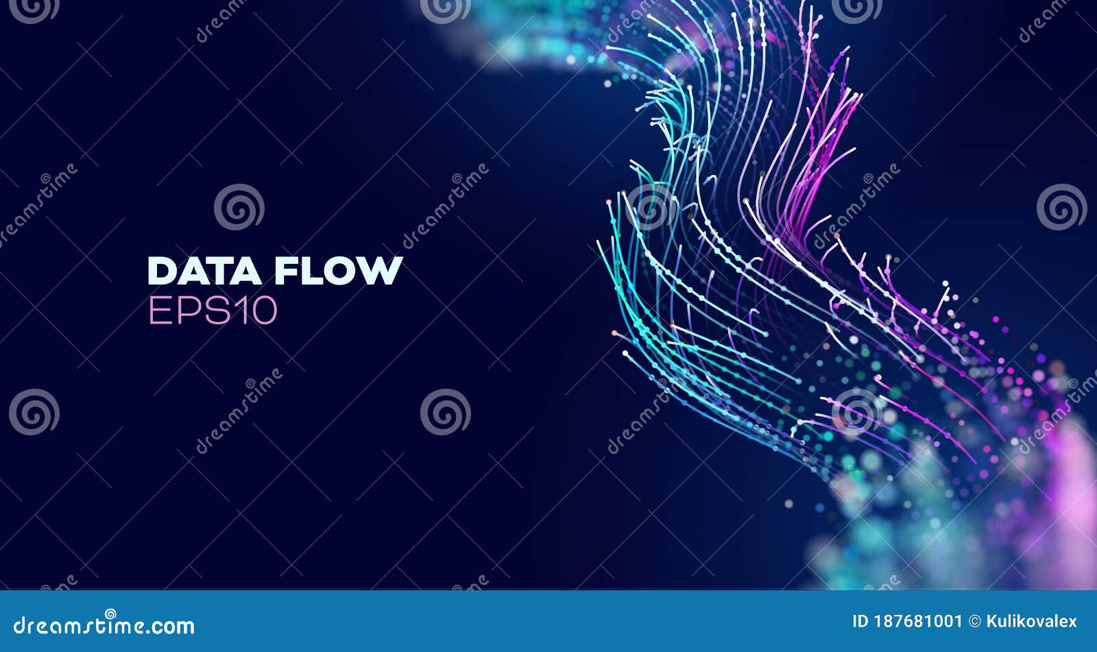 Futuristic Wave, Futuristic Data Stream Vector Background. Data Vortex ...