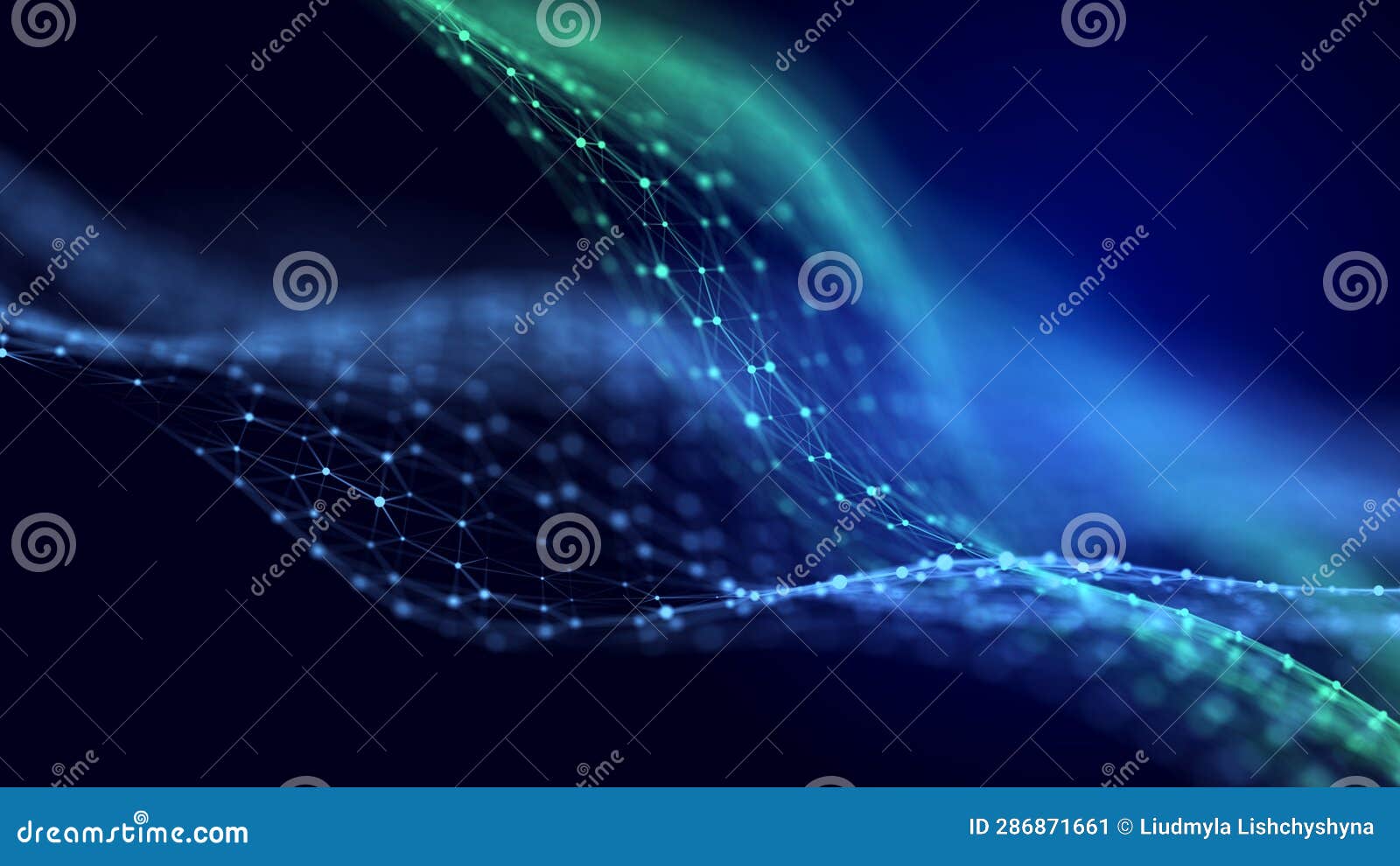 Futuristic Wave of Smooth Lines.Wire Network Technologies.Cyber ...