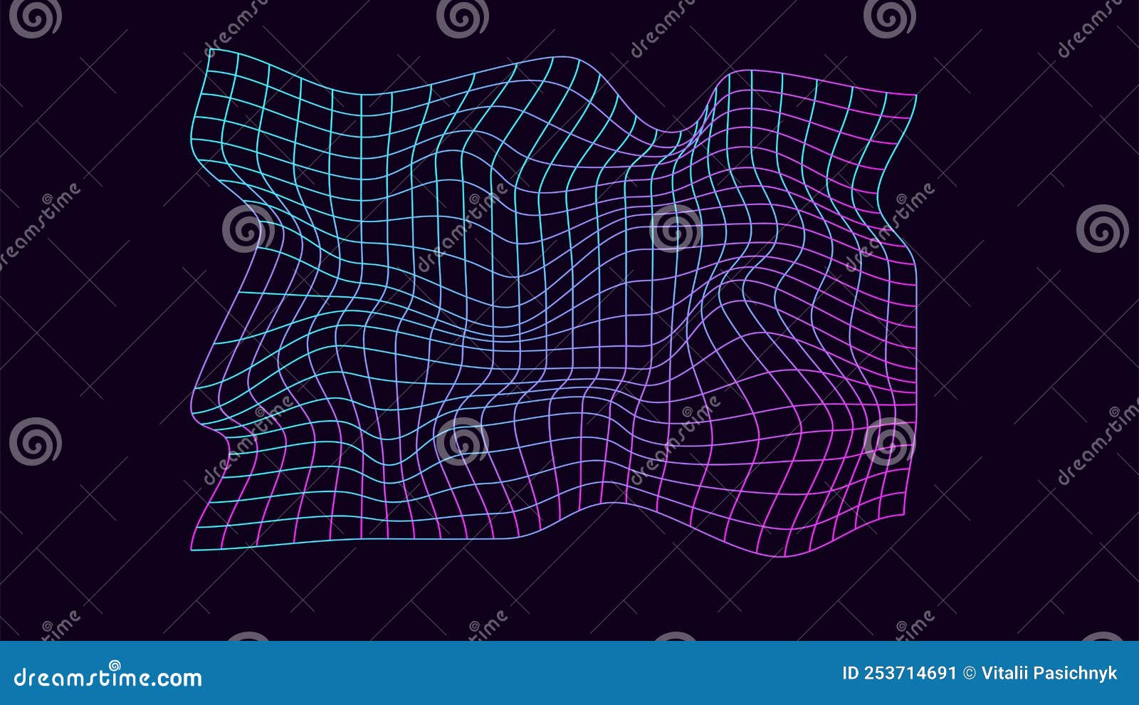 Futuristic Wavy Grid in the Style of Retrofuturism. Geometric Dynamic ...