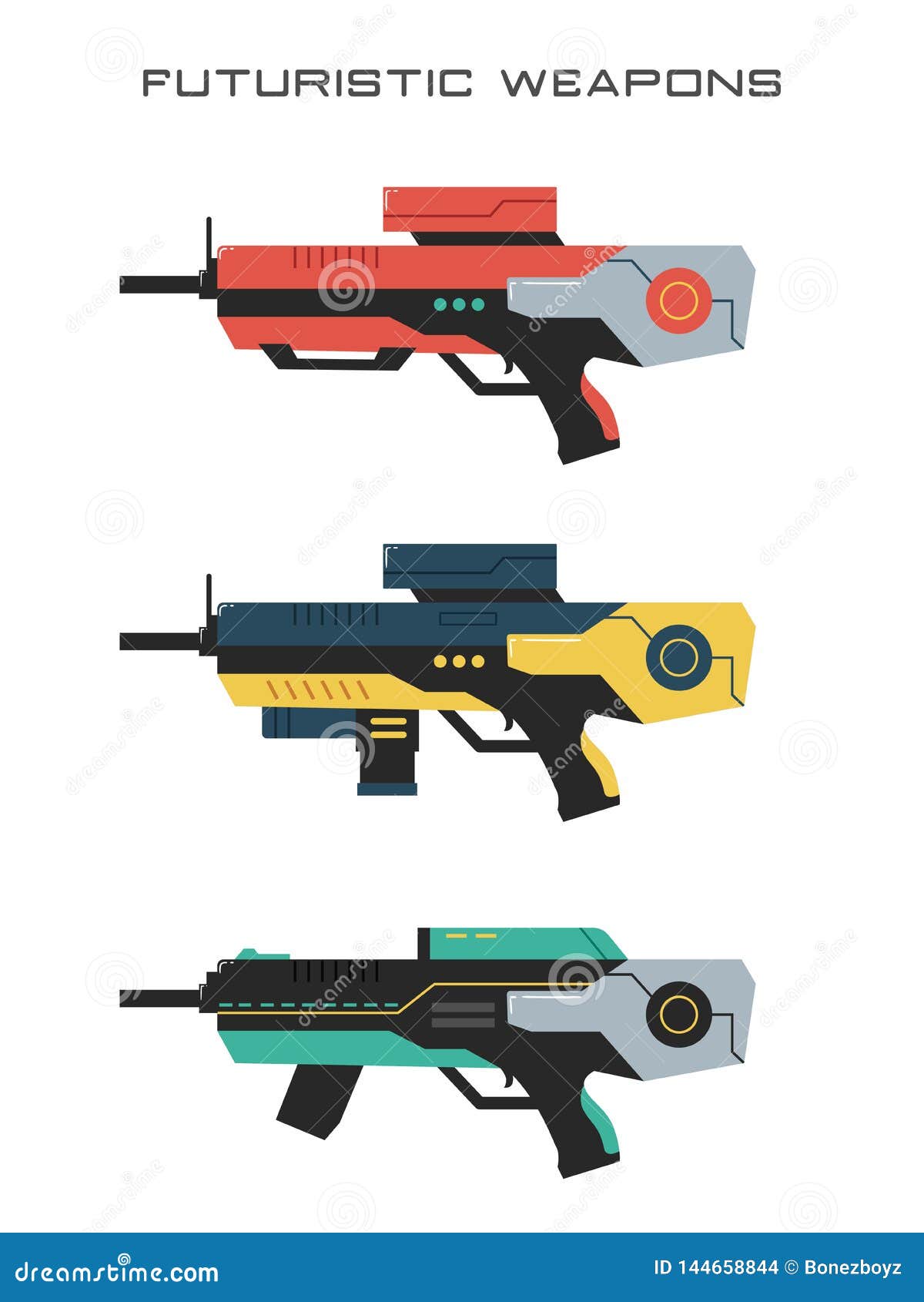 Futuristic Weapons - Rifle stock vector. Illustration of future - 144658844