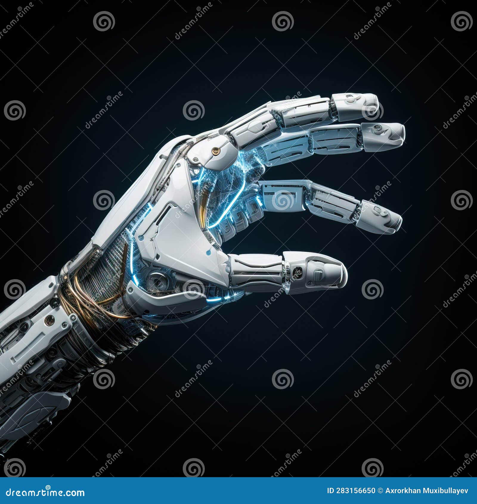 Futuristic, White Robot Hand, Generative Ai Stock Illustration ...