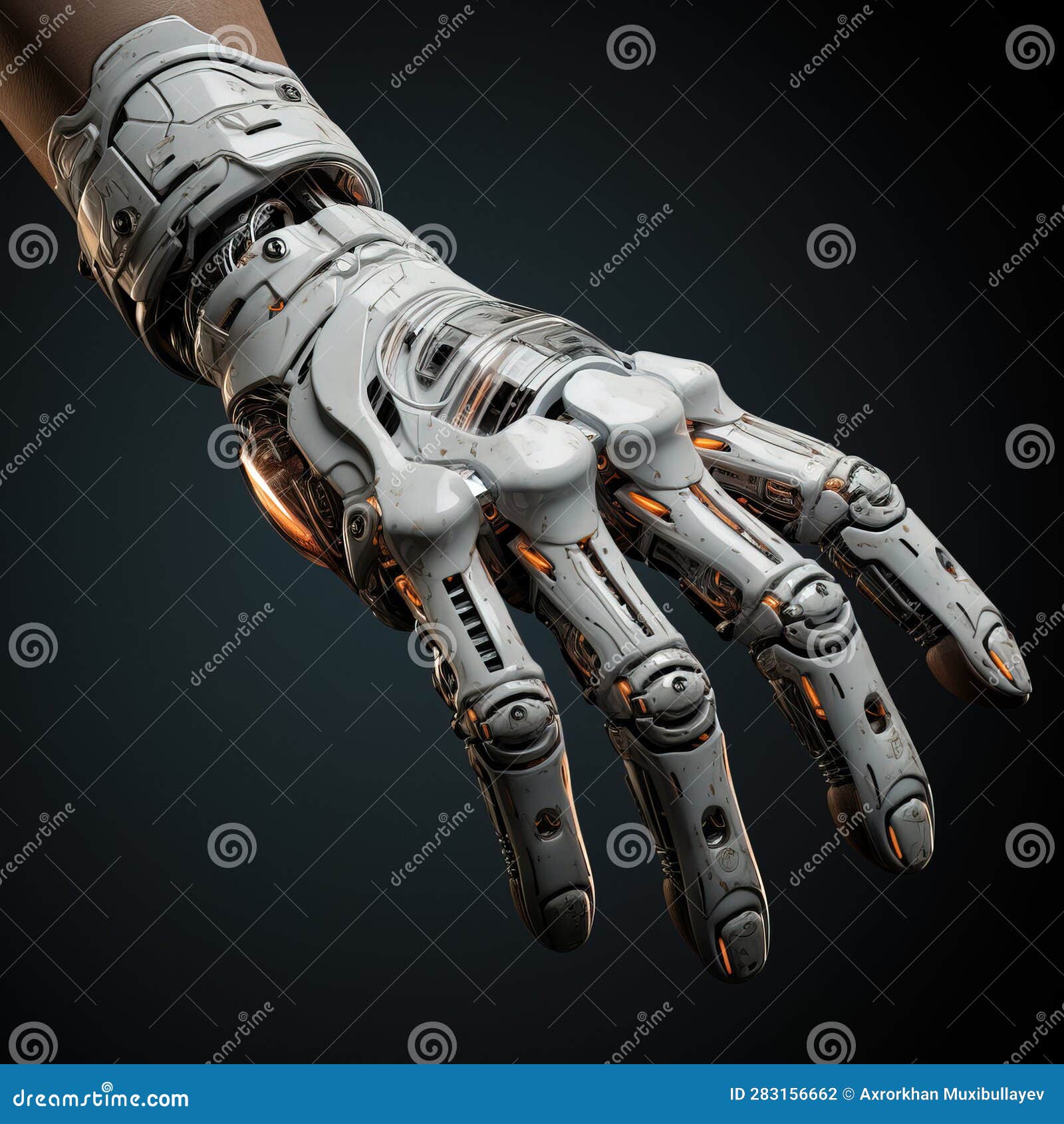 Futuristic, White Robot Hand, Generative Ai Stock Illustration ...