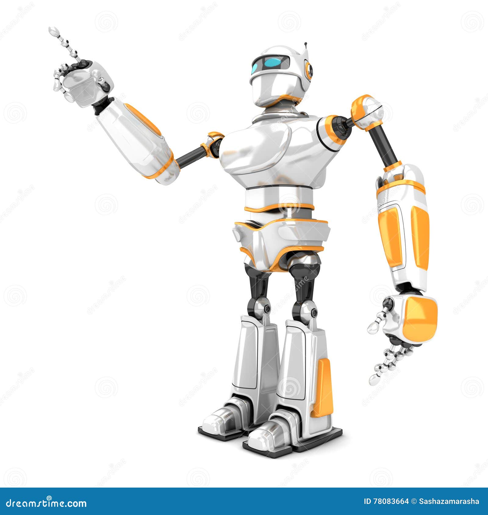 Futuristic White Robot Pointing Finger Stock Illustration ...