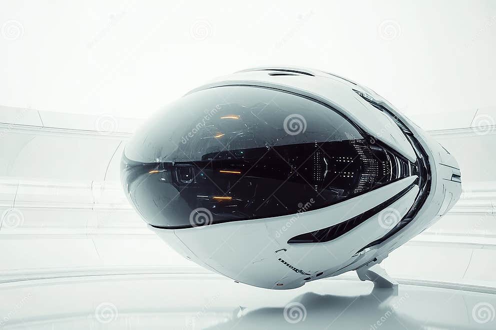 Futuristic White Spaceship with Transparent Canopy Stock Illustration ...