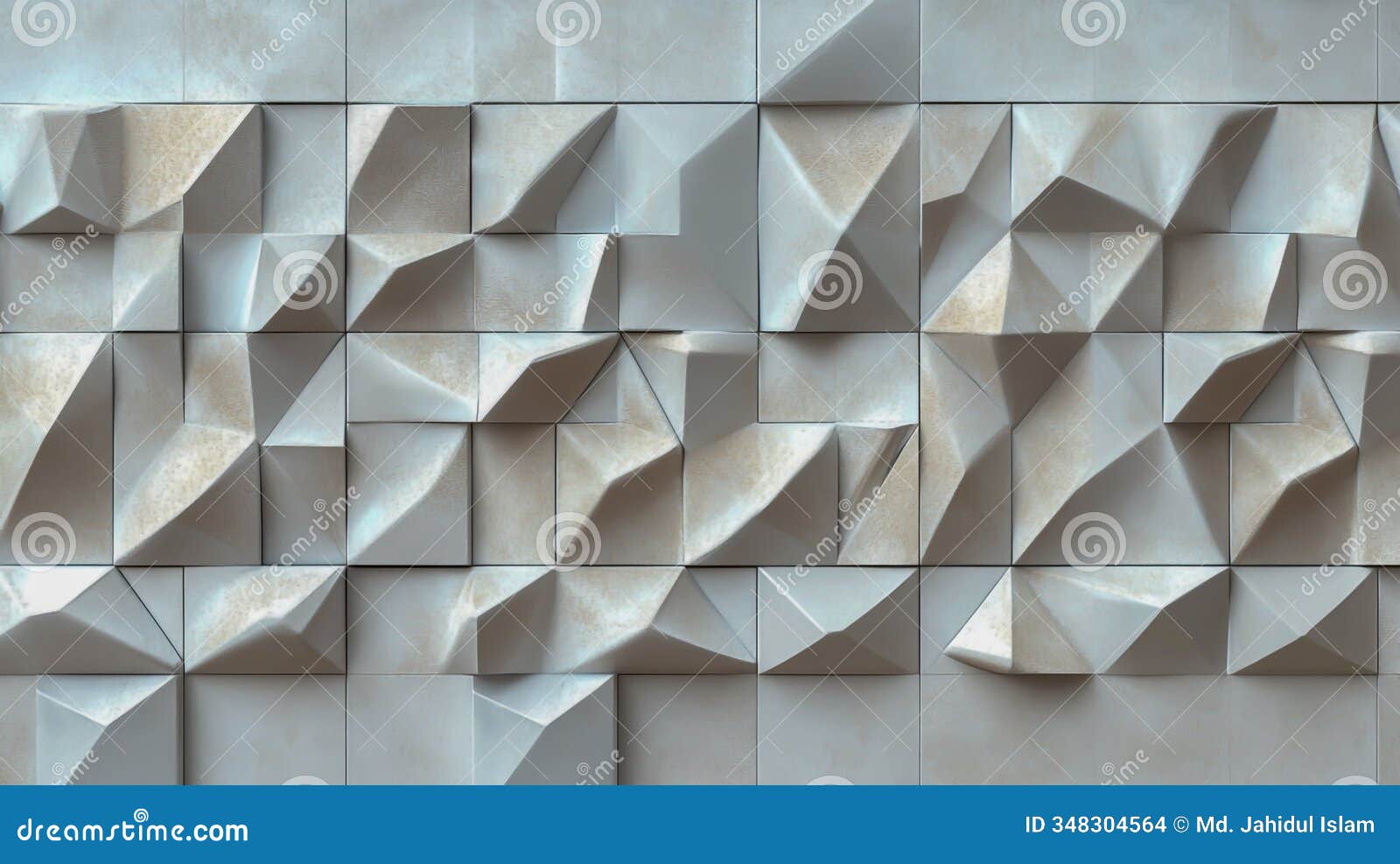 Futuristic White Wall High Tech 3D of Diamond Tile Pattern. Stock ...