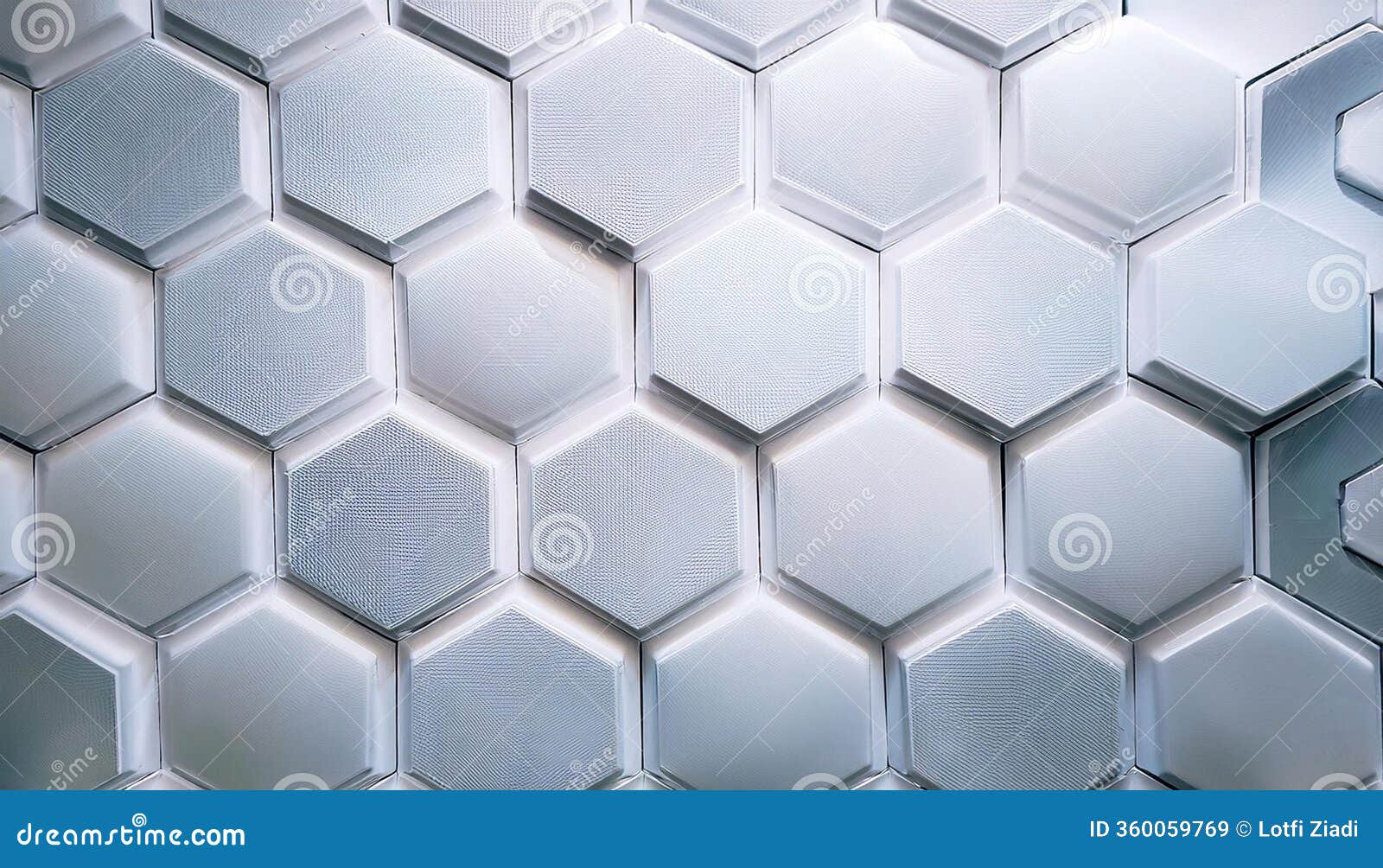 Futuristic White Wall High Tech 3D Render of Hexagons Tile Pattern ...