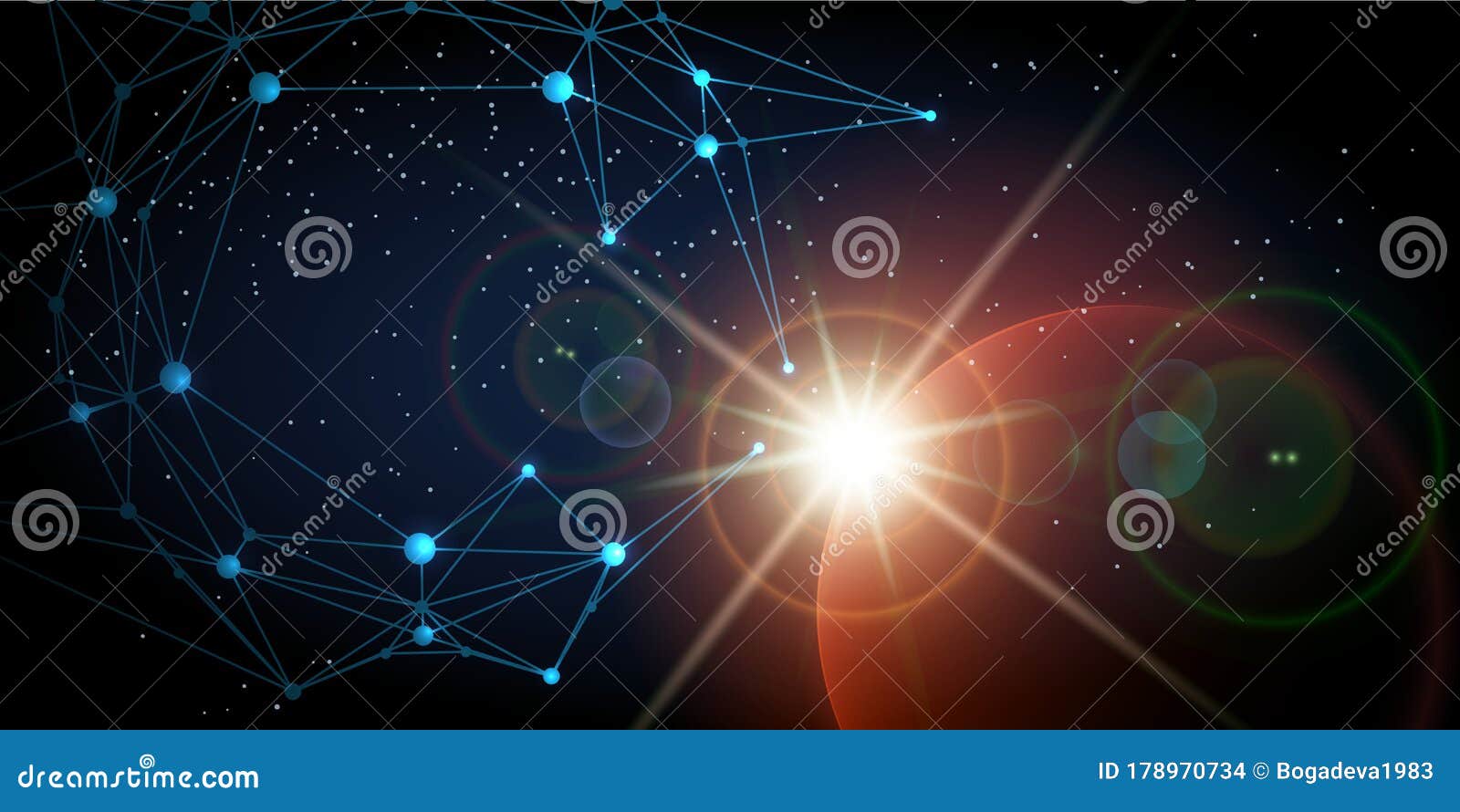 Futuristic Wide Background with Planet and Shining Star in Space Stock ...