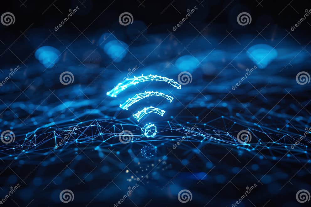 Futuristic WiFi Network with Digital Links, Neon Lighting, Symbolizing ...
