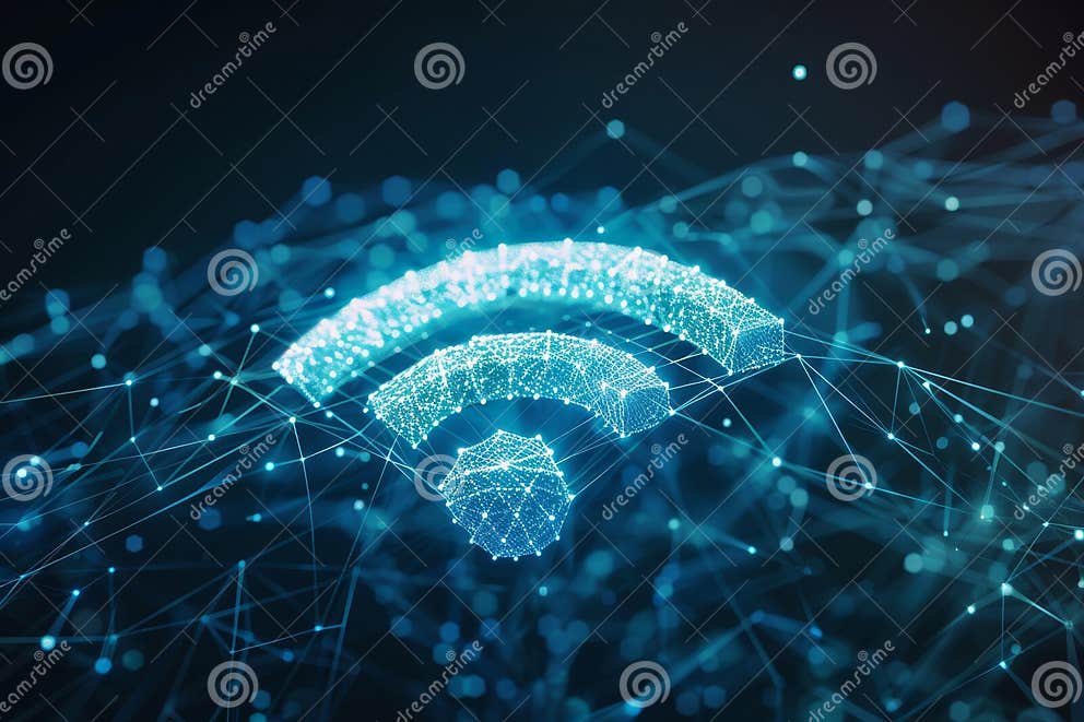 Futuristic WiFi Network with Digital Links, Neon Lighting, Symbolizing ...