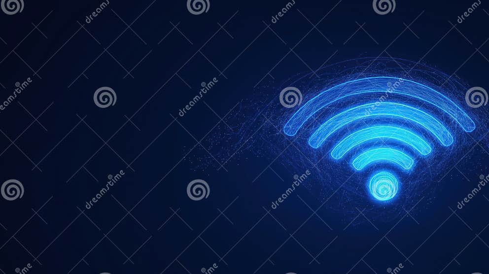 Futuristic Wifi Symbol Glows on Deep Blue Background. Tech-inspired ...