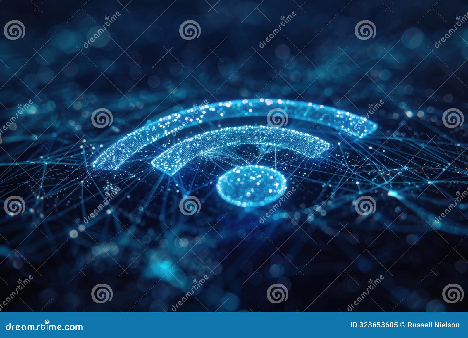 A Futuristic WiFi Symbol Glows in Sparkling Blue, Representing Advanced ...