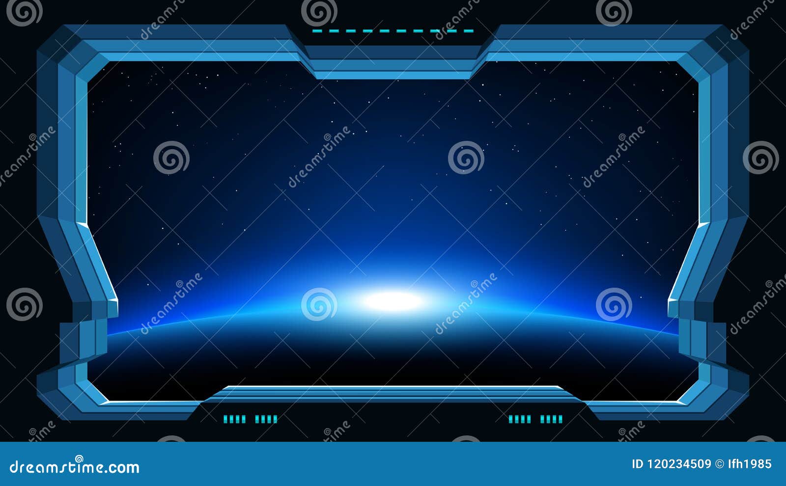 Futuristic Window Planet View Stock Vector - Illustration of panel ...