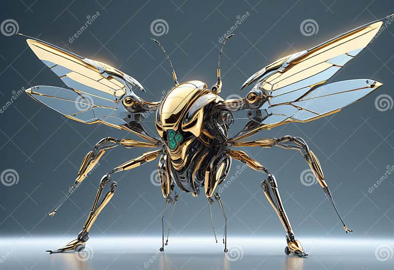 A Futuristic Winged Insect Drone Robot Concept Stock Illustration ...