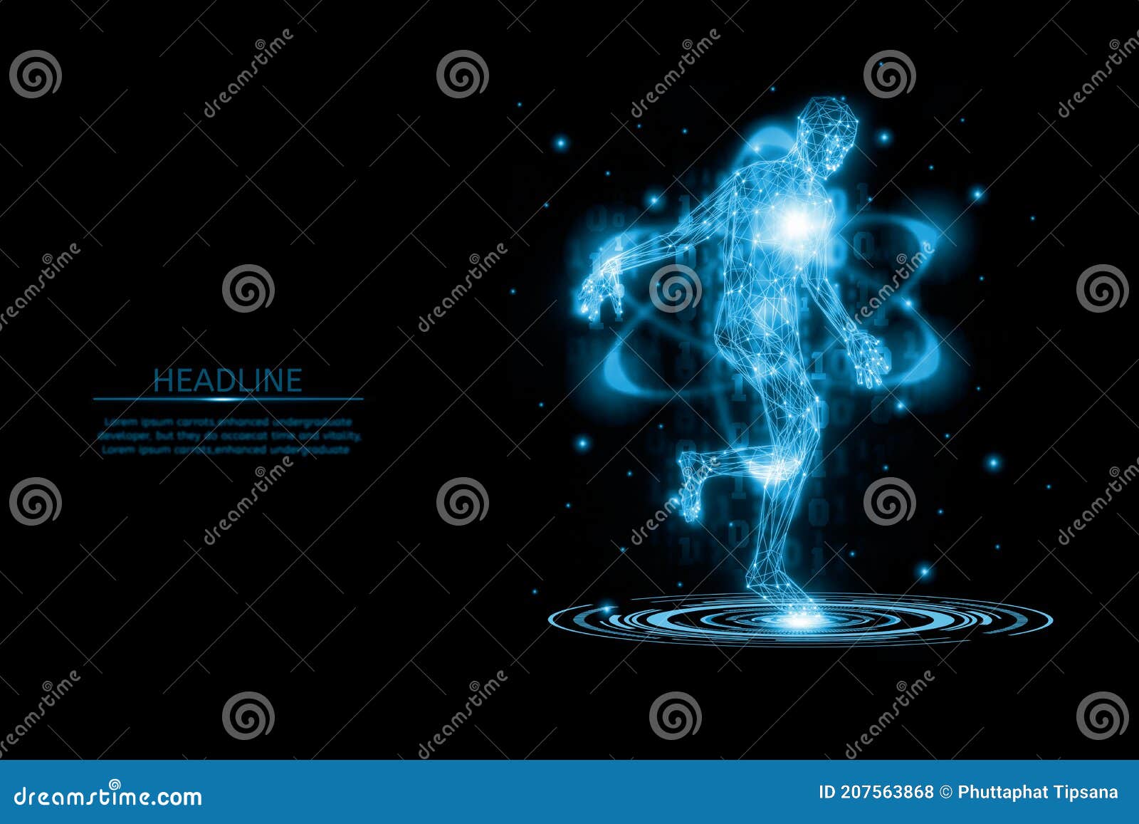 Futuristic Wireframe Human Body Active,3D Render Illustration Model ...