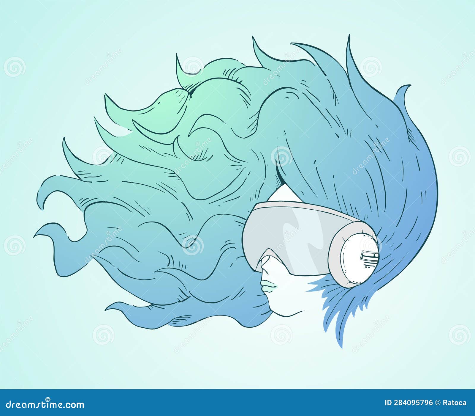 Futuristic woman face draw stock vector. Illustration of woman - 284095796