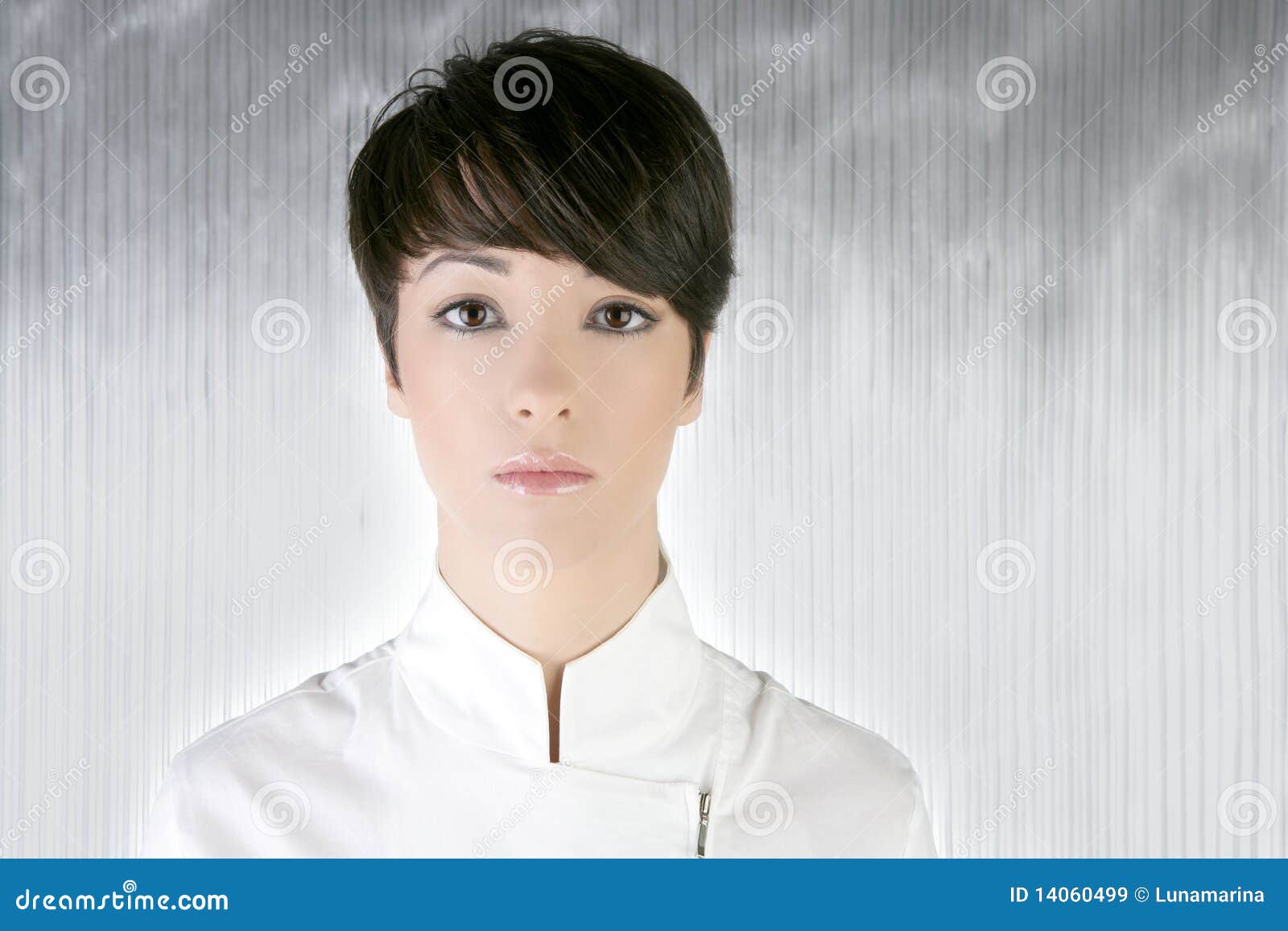 Futuristic Woman White Silver Portrait Stock Image - Image of closeup ...