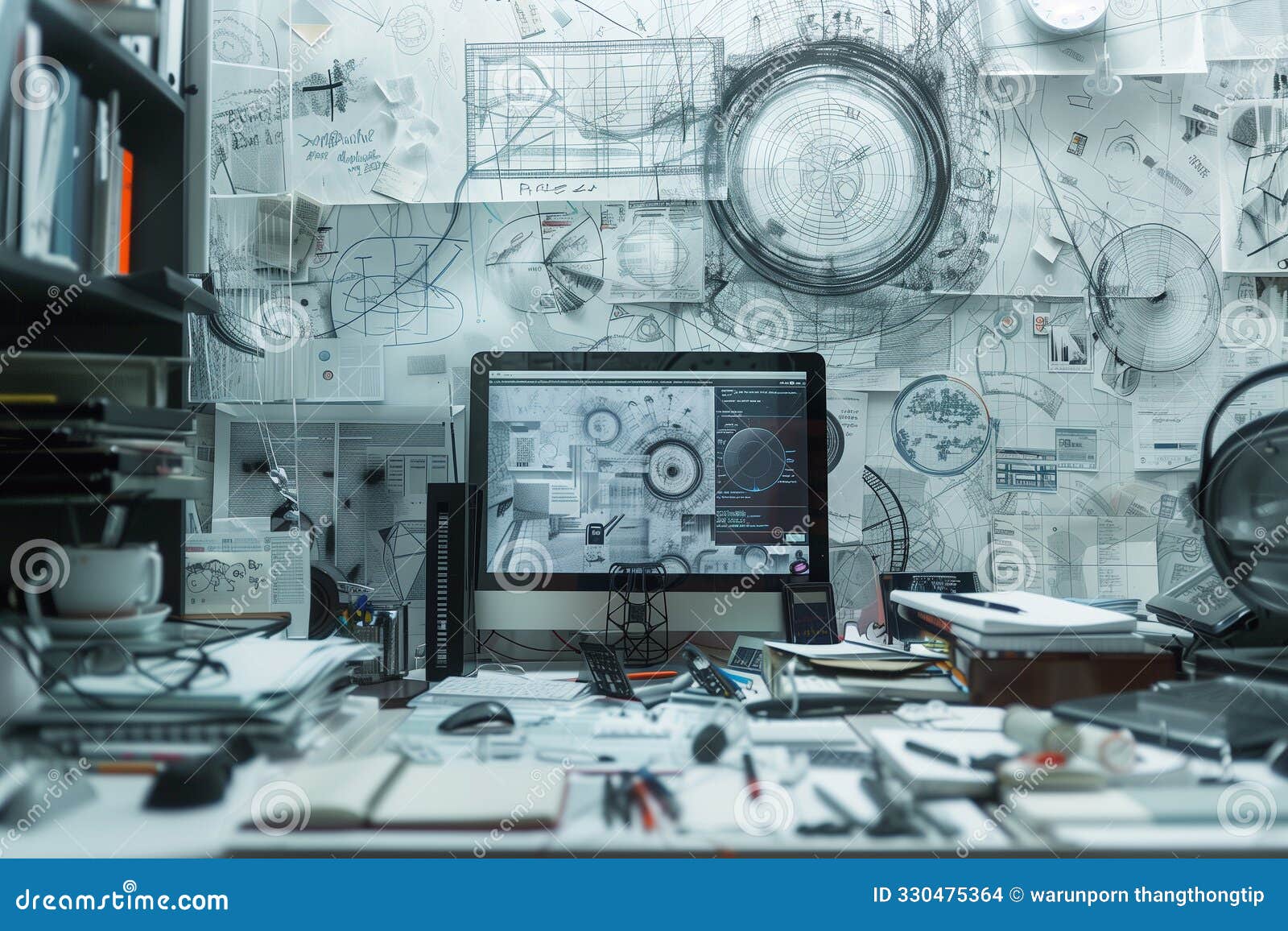 A Futuristic Working Place Of A Modern Hacker With Many Futuristic ...