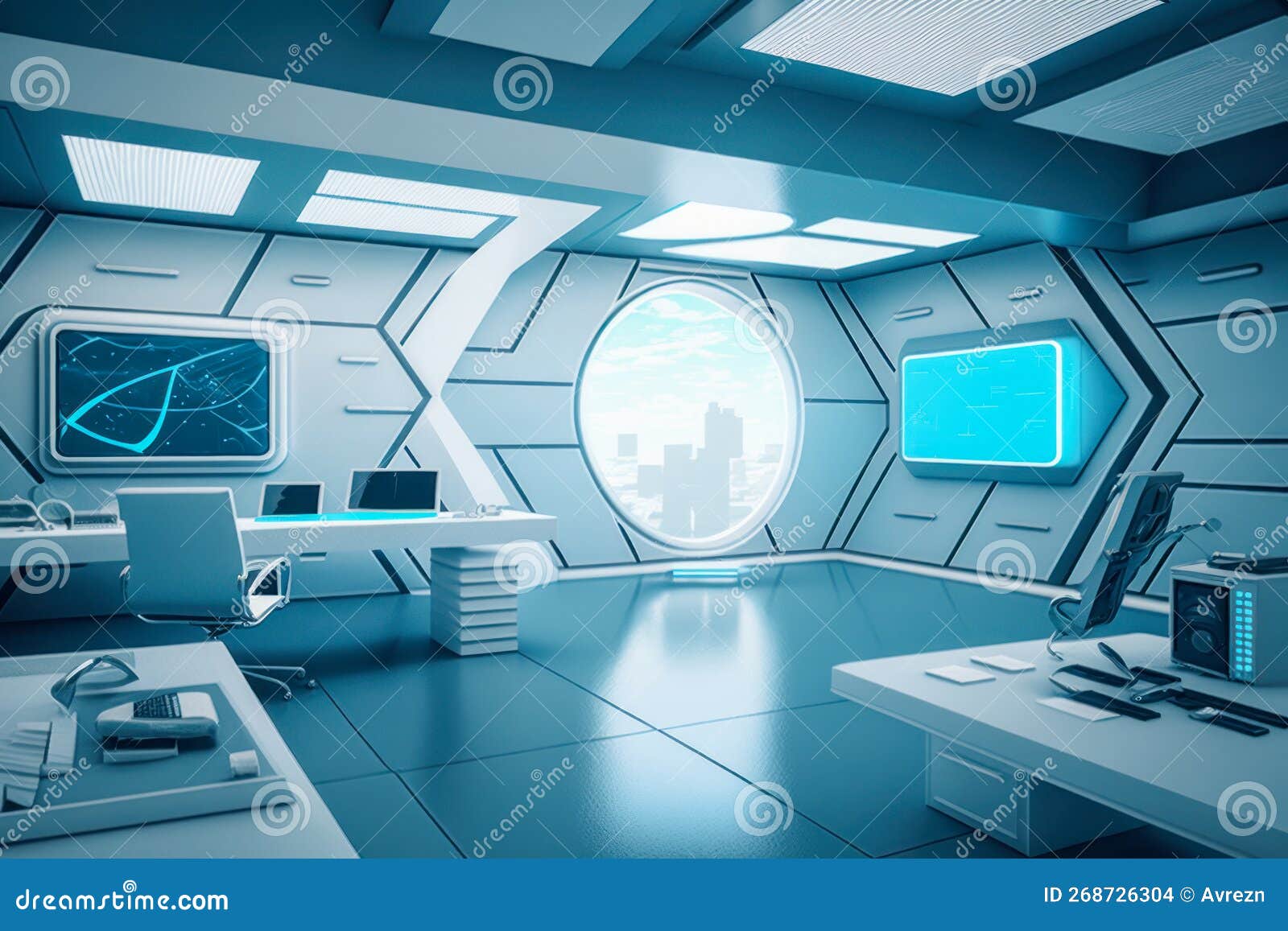 Futuristic Workspace Digital Art Style, Generative Ai Stock ...
