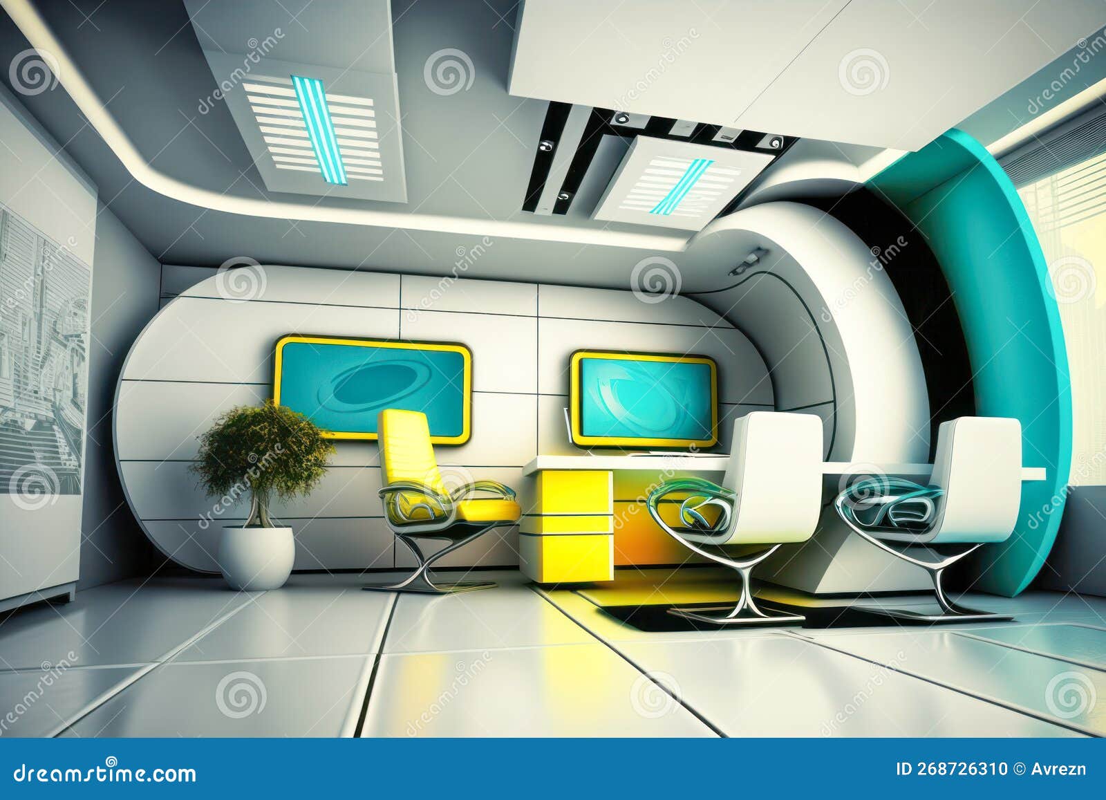 Futuristic Workspace Digital Art Style, Generative Ai Stock ...