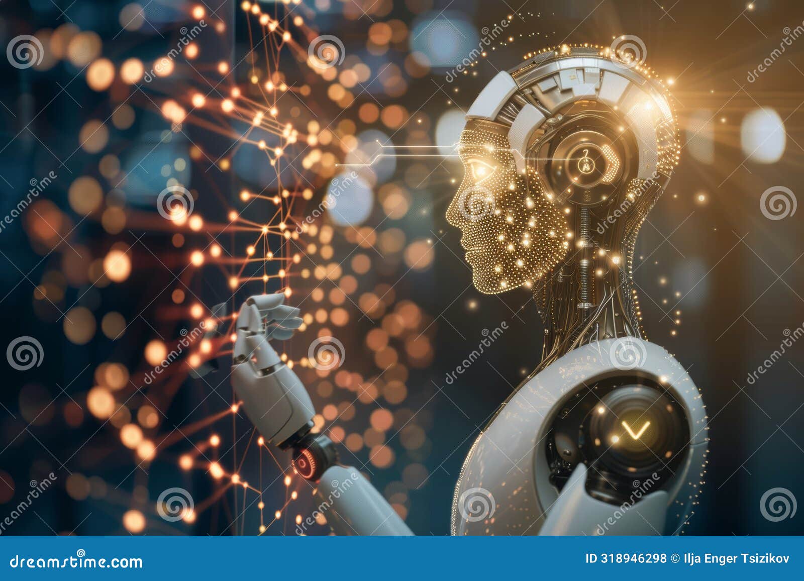 Futuristic Workspace Featuring Ai Tools and Robotic Assistance for ...