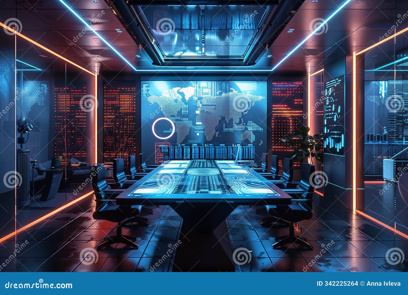 A Futuristic Workspace with Holographic Displays and Interactive ...