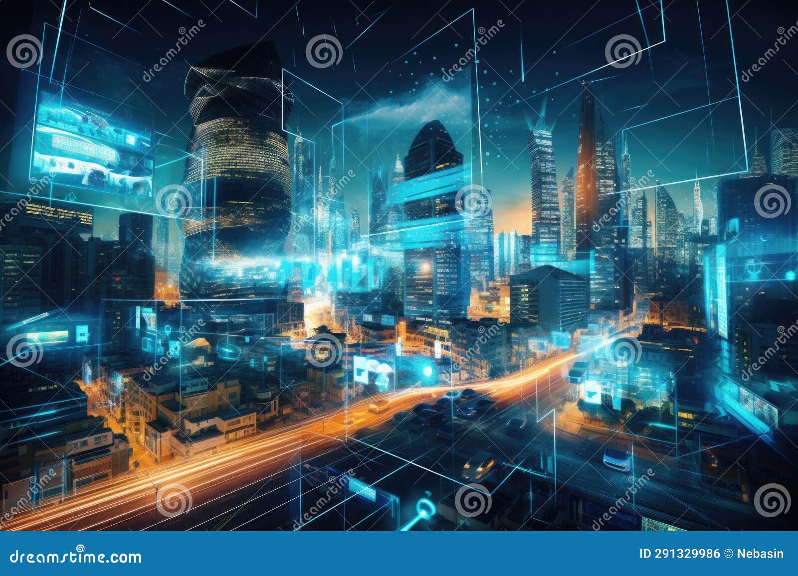 Futuristic World of the Future. Illustration of a City Using High Tech ...