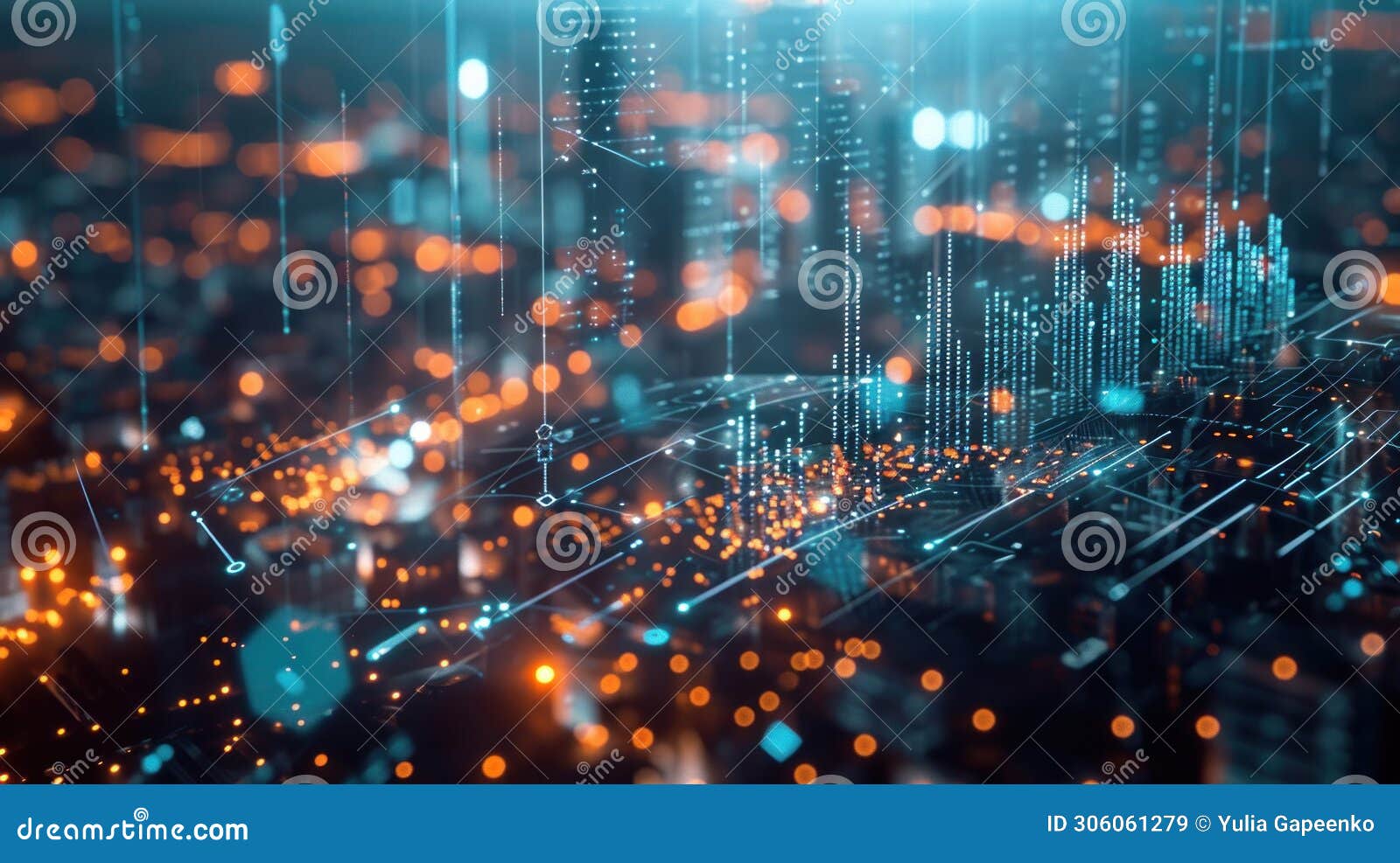A Futuristic World with a Graph and Charts on Top Stock Image - Image ...