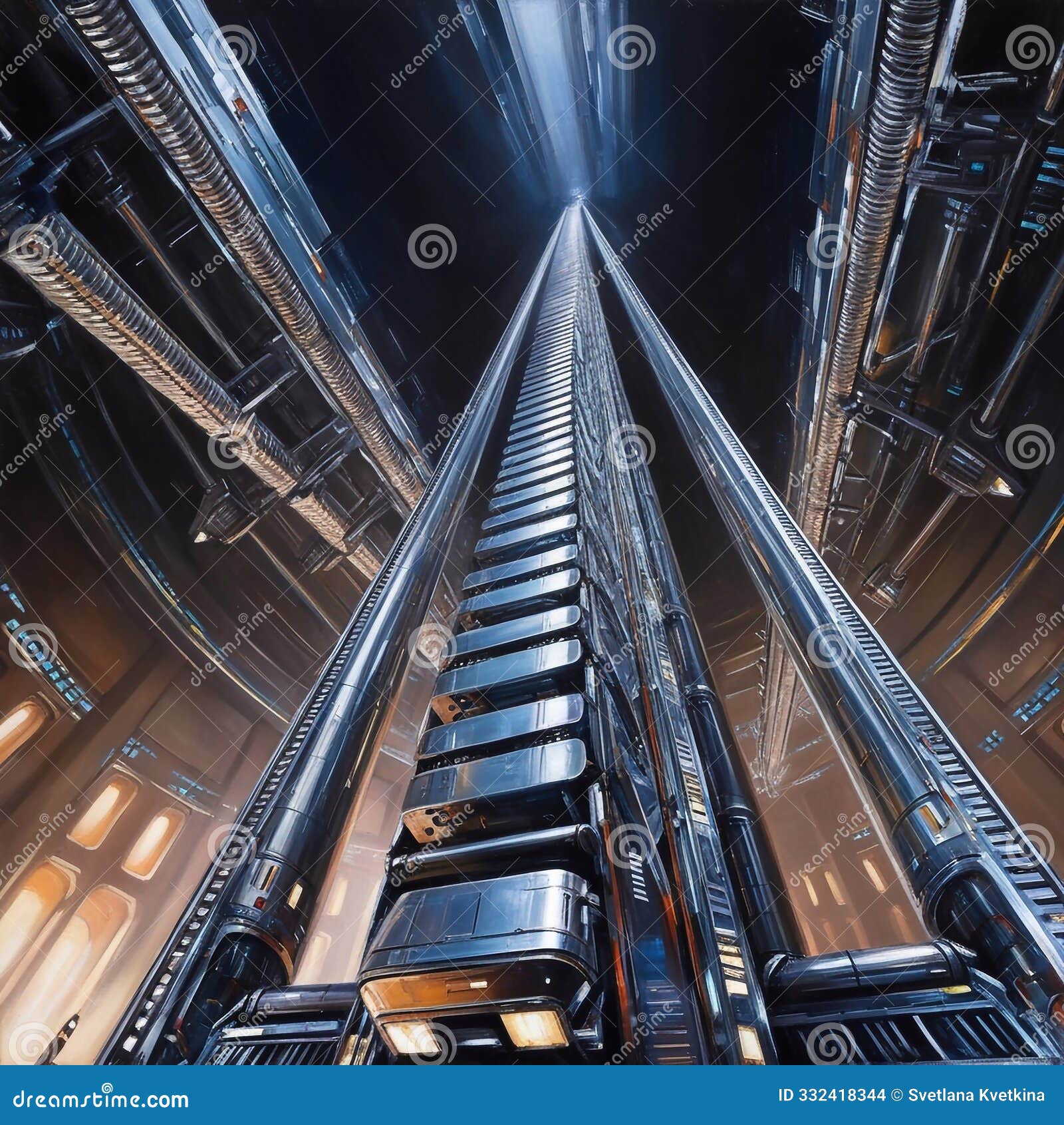 In a Futuristic World, a High-tech Space Elevator Stretches into the ...