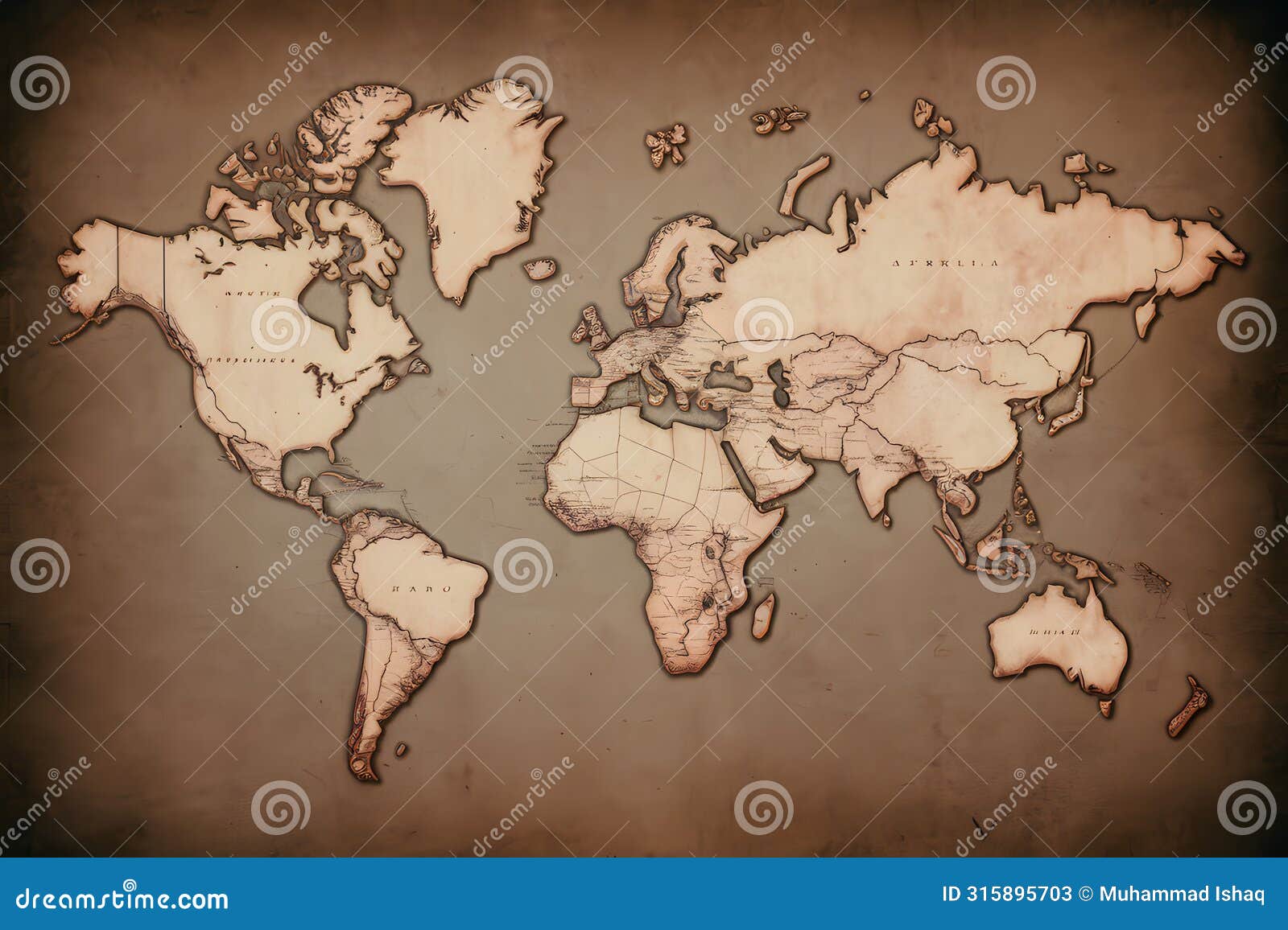 Futuristic World Map with Digital Design, Grid Lines, and Blue Color ...