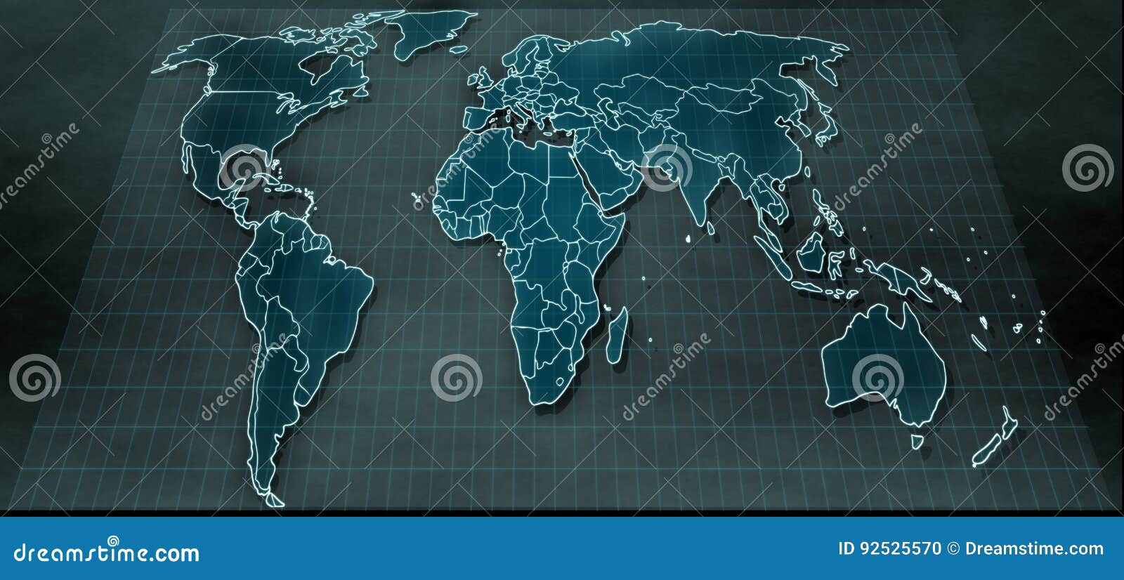Futuristic World Map in Digital Display Stock Illustration ...