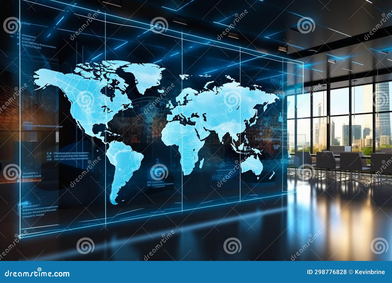 Futuristic World Map stock illustration. Illustration of information ...