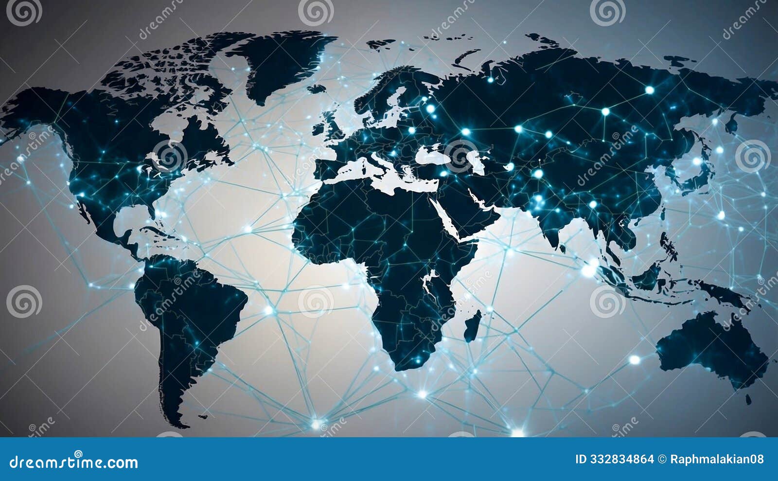 Futuristic World Map with Light. Concept Illustration of Internet ...