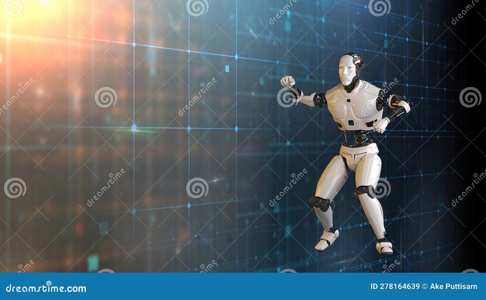 Futuristic World Robots are Running. Presentation of Technology with ...