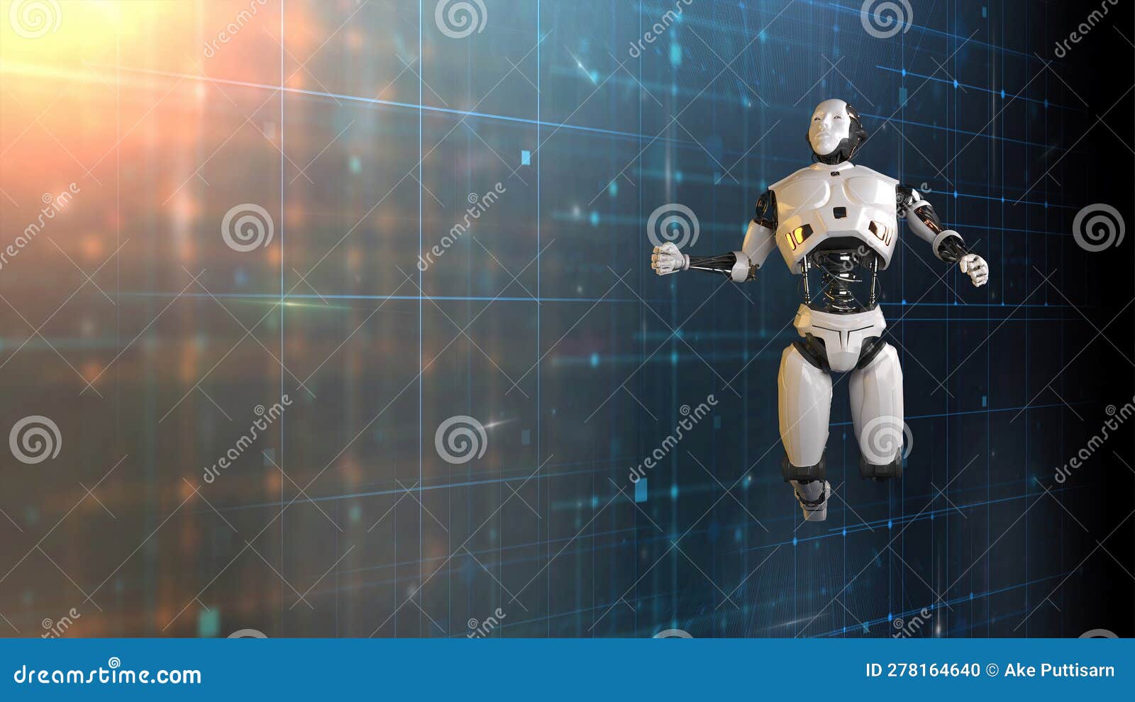 Futuristic World Robots are Running. Presentation of Technology with ...