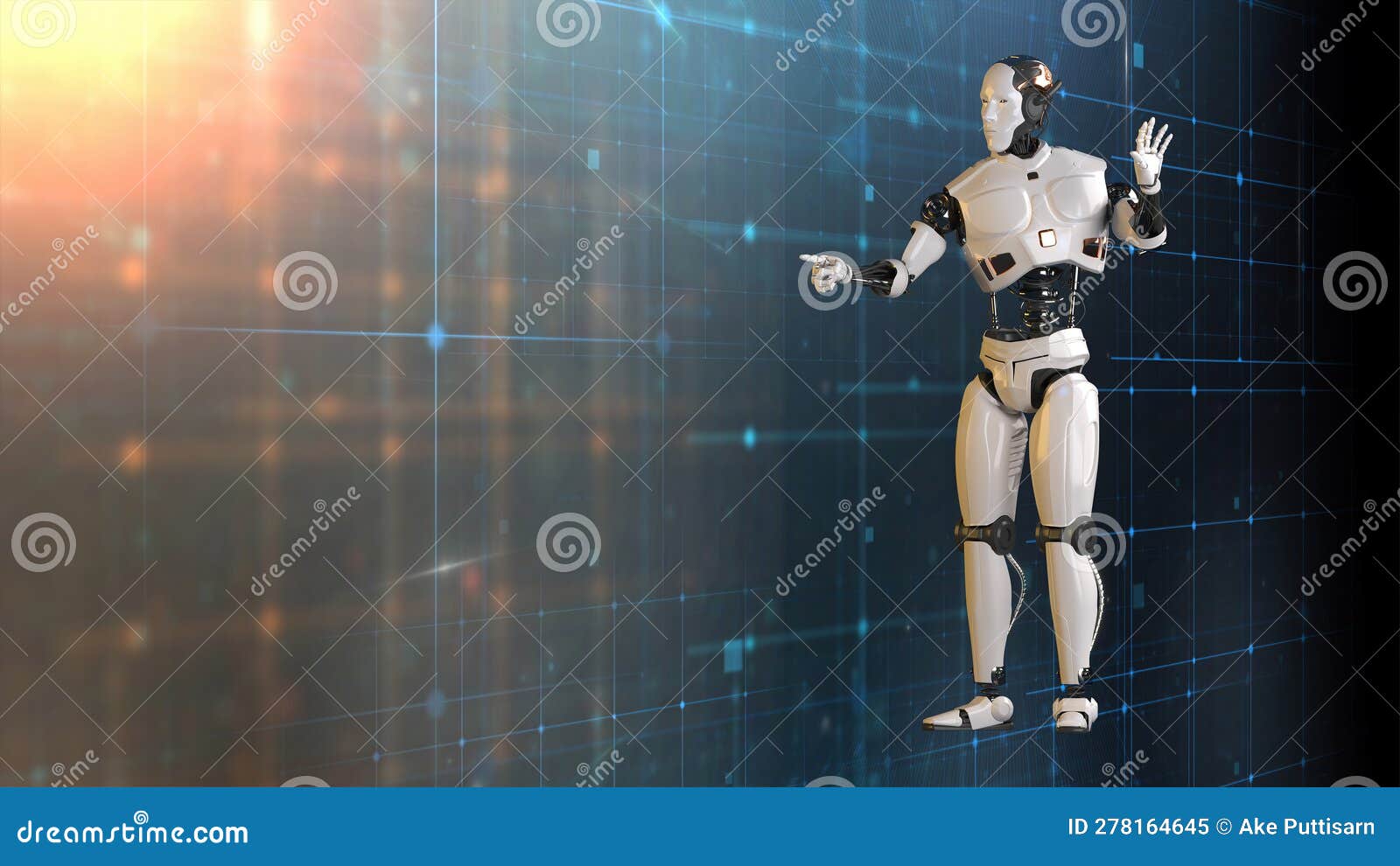 Futuristic World Robots are Running. Presentation of Technology with ...