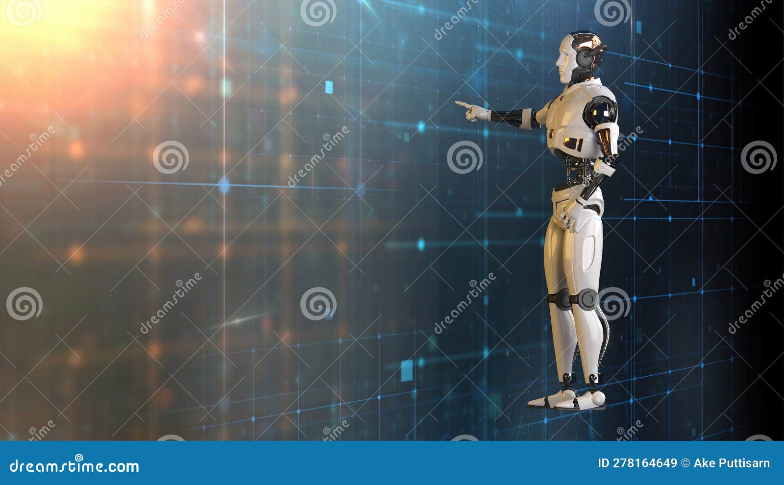 Futuristic World Robots are Running. Presentation of Technology with ...