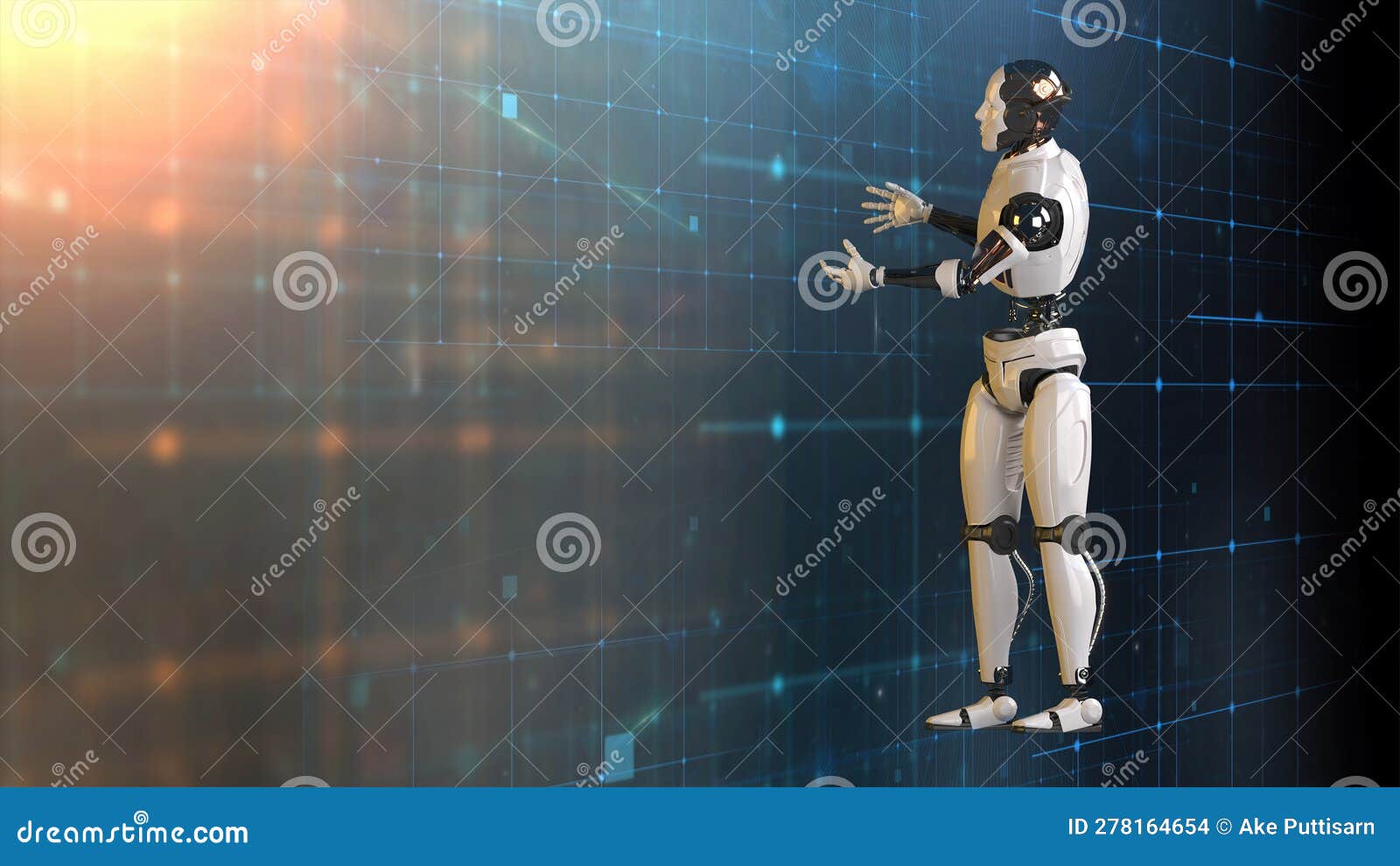 Futuristic World Robots are Running. Presentation of Technology with ...
