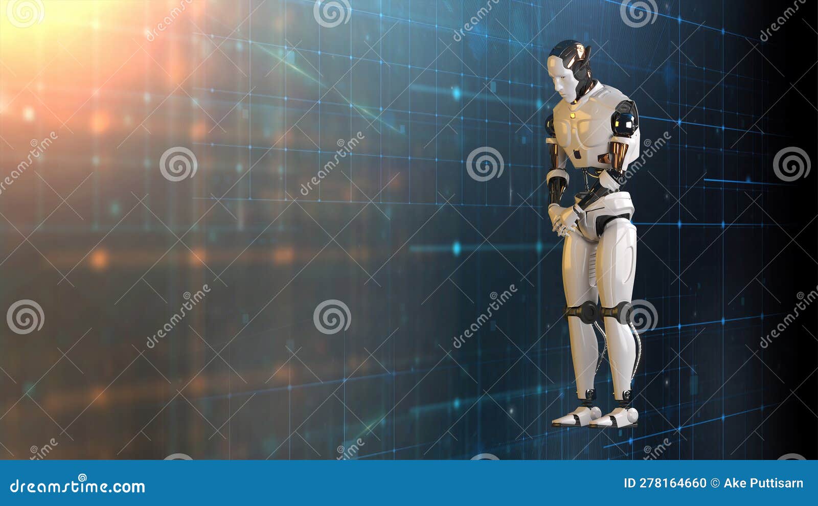 Futuristic World Robots are Running. Presentation of Technology with ...