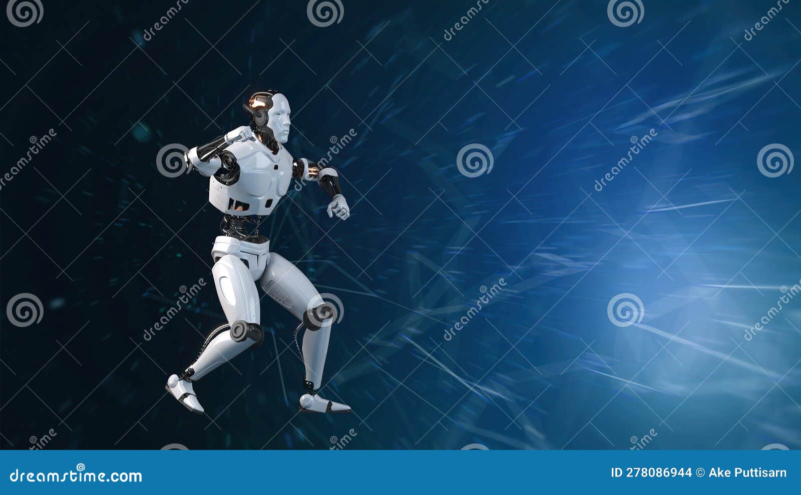 Futuristic World Robots are Running. Presentation of Technology with ...