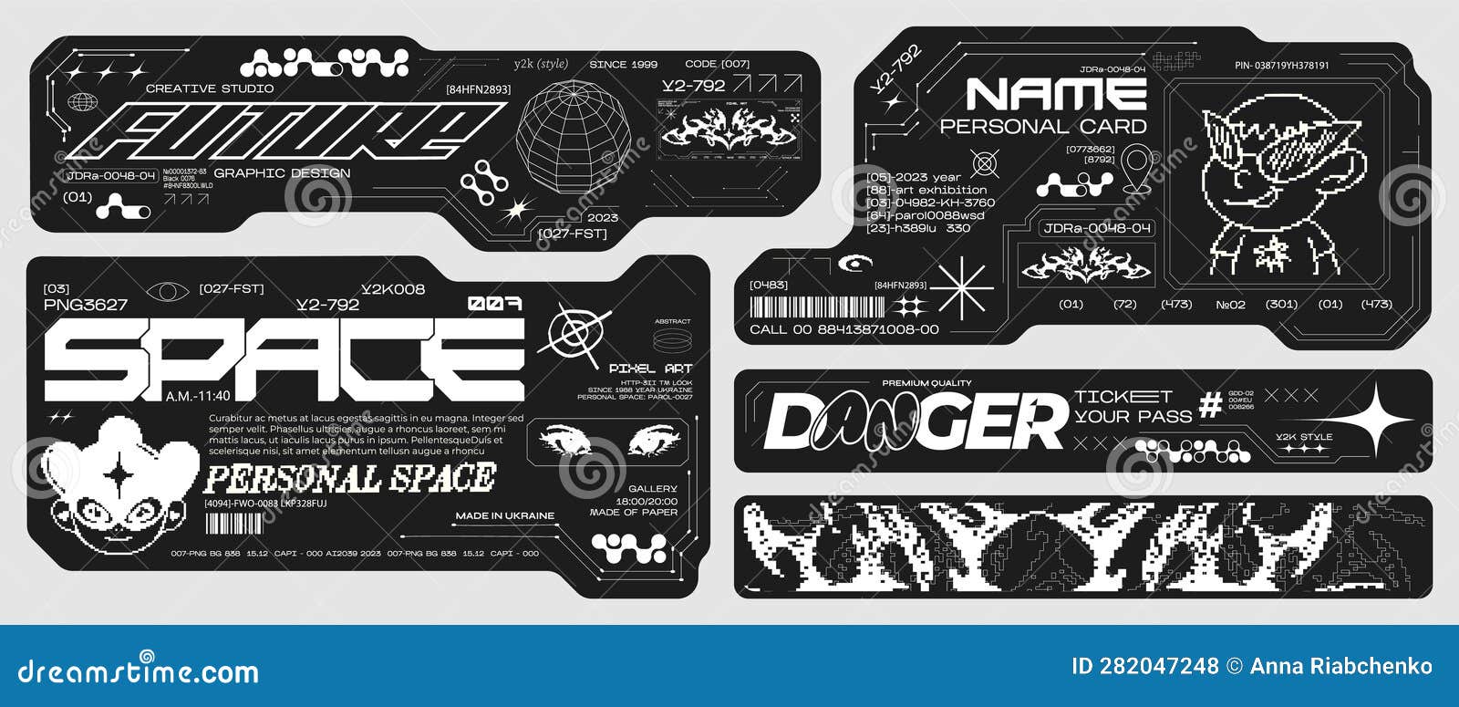 Futuristic Y2k Technology Frame for Design. Modern Cyber User Interface Elements. Stock ...