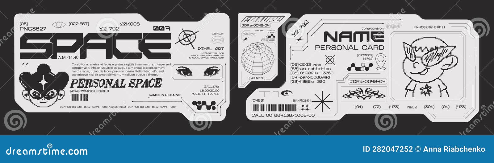 Futuristic Y2k Technology Frame for Design.Modern Cyber User Interface ...
