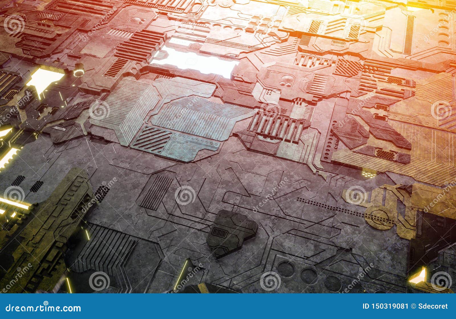 Futuristic Yellow and Orange Tech Panel Background with Lots of Details ...