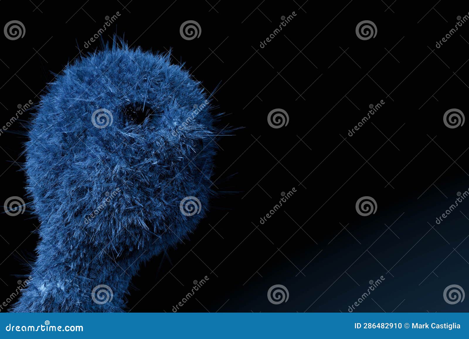 Hairy Blue Head with Reflective Eyes and Negative Space Stock Photo ...