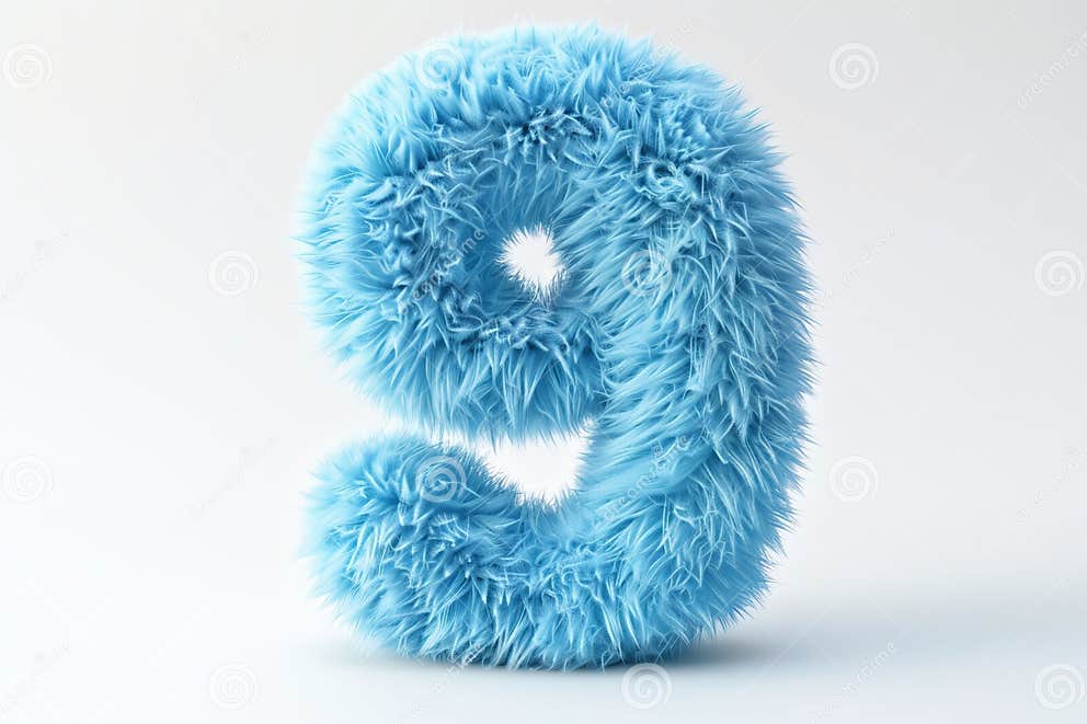 Fuzzy Blue Number Nine with a Fuzzy Blue Number Zero with Generative AI ...