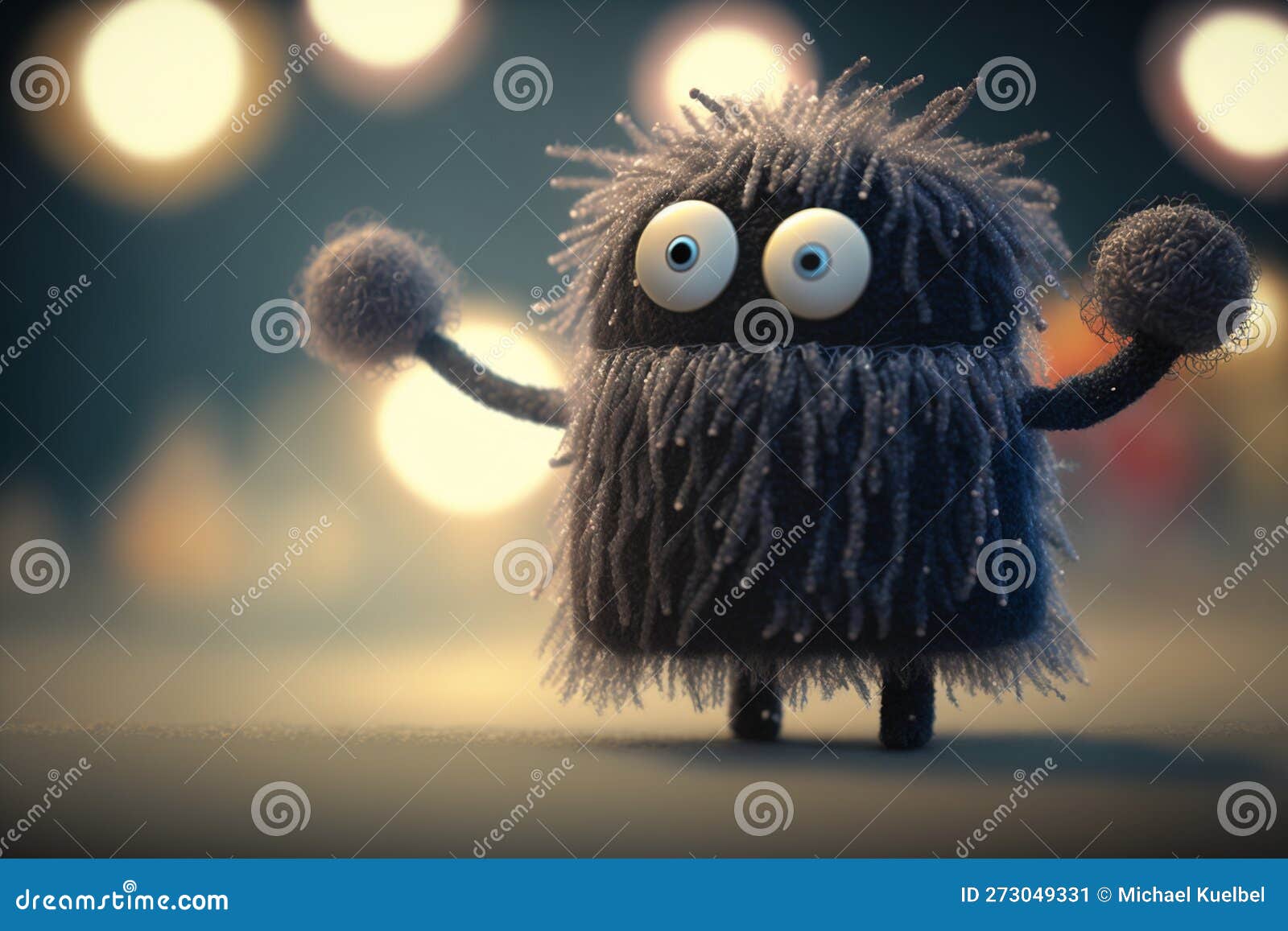 Fuzzy Coal Monster with Cartoon Eyes Having Fun Stock Illustration ...