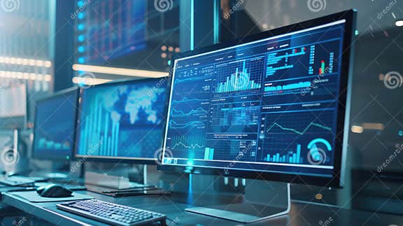 Fuzzy Computer Monitor Displaying Data Stock Photo - Image of ...