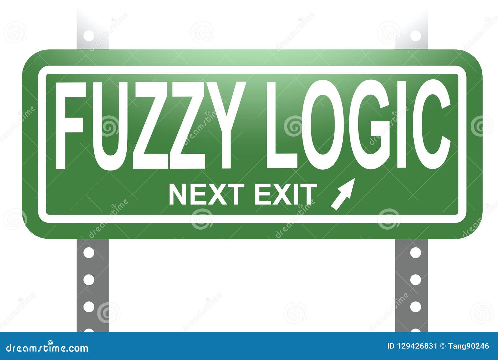 Fuzzy Logic Word with Green Sign Board Isolated Stock Illustration ...