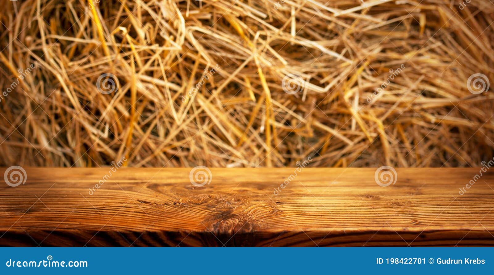 Wooden Table with Straw Background Stock Image - Image of farm ...