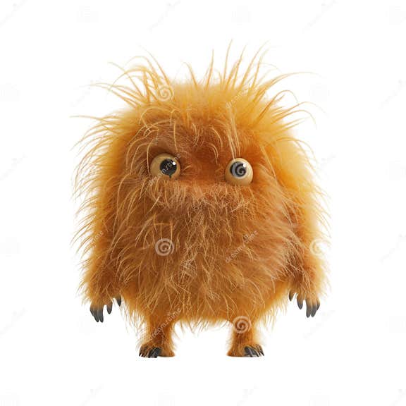 A Fuzzy Yellow Creature with Large Eyes Stock Photo - Illustration of ...